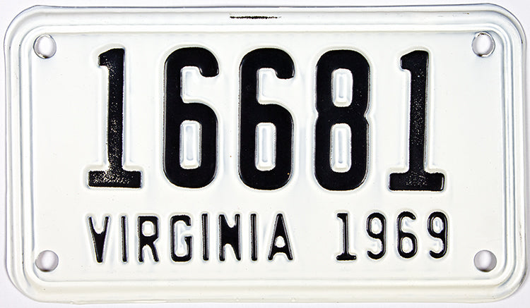 1969 Virginia Motorcycle License Plate | Brandywine General Store