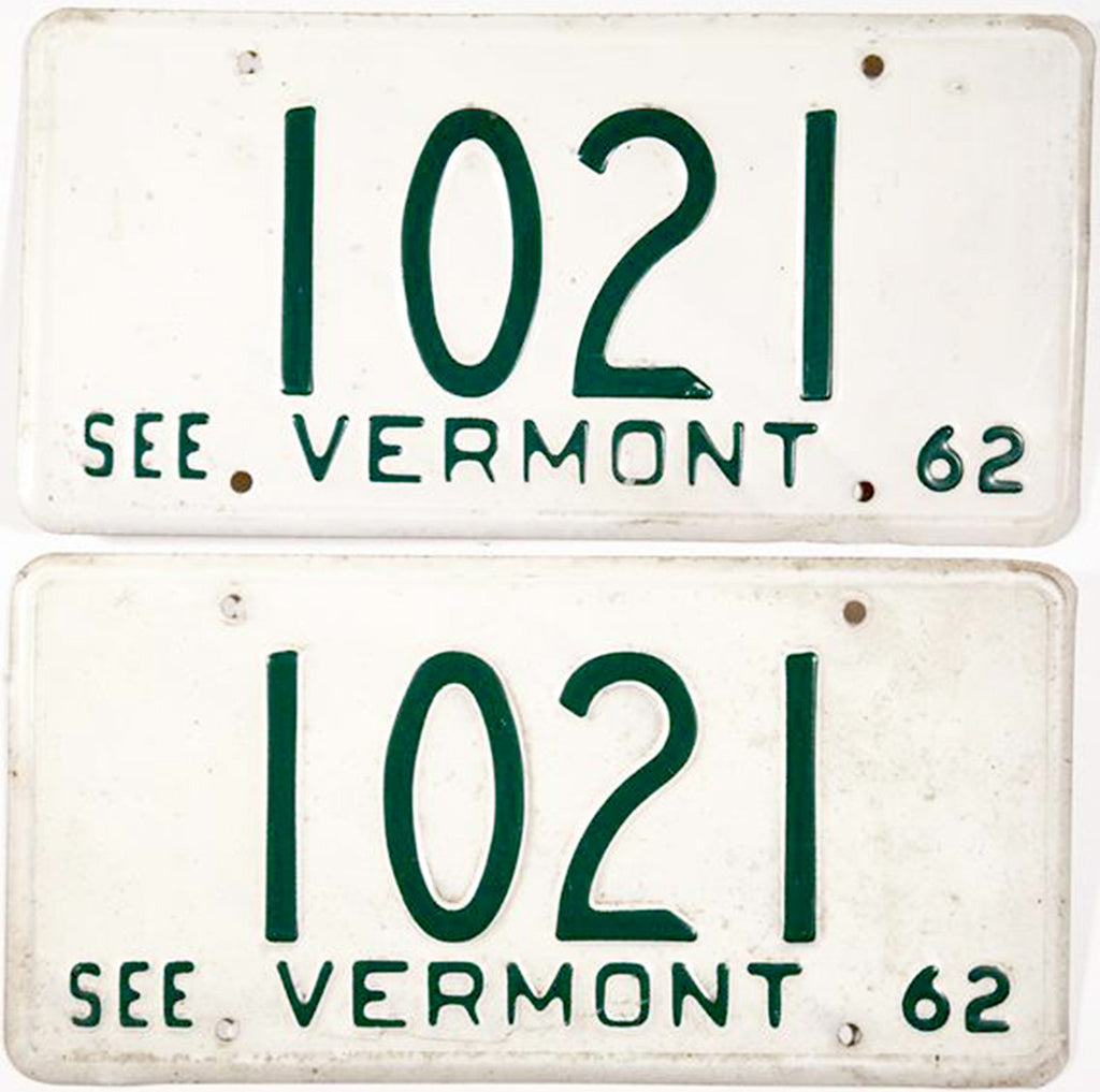 1962 Vermont License Plates | Brandywine General Store